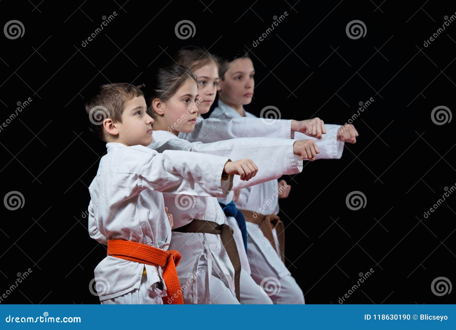 Group Kids Karate Martial Arts Stock Photo - Image of protection ...