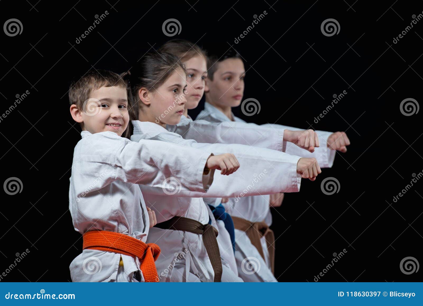 Group Kids Karate Martial Arts Stock Image - Image of background ...