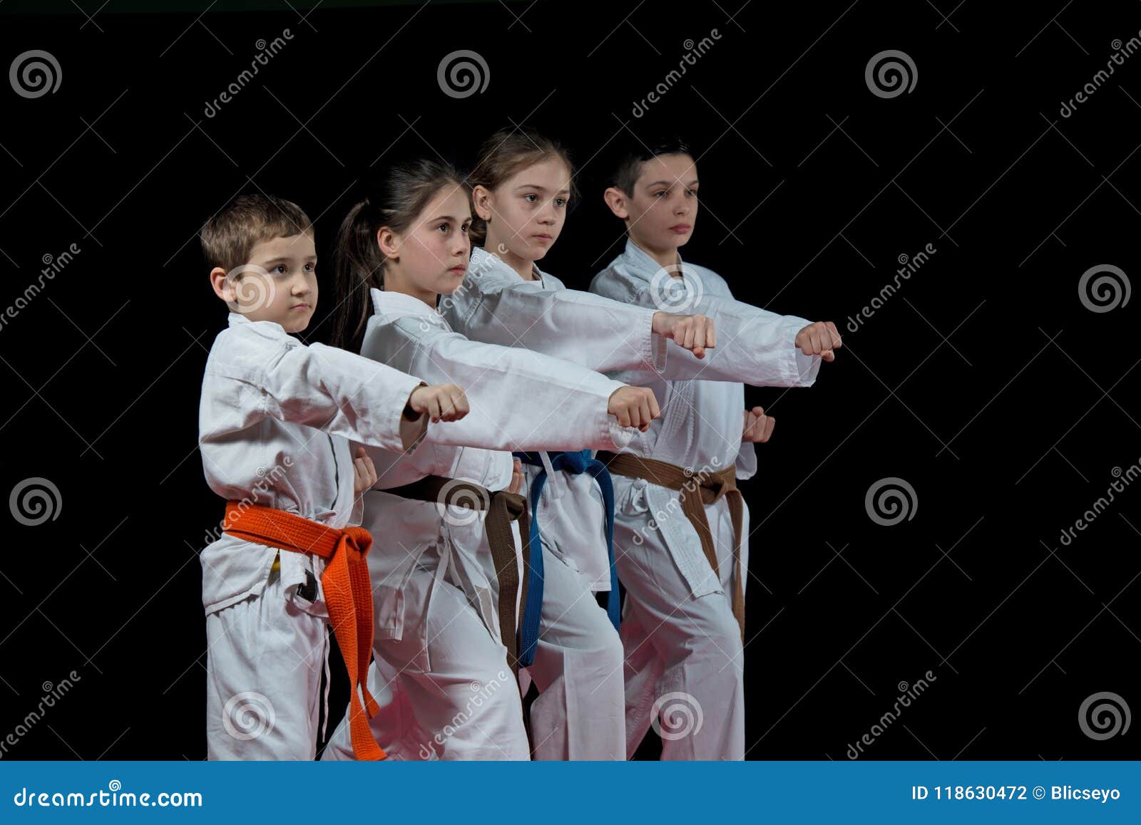 Group Kids Karate Martial Arts Stock Photo - Image of health, hand ...