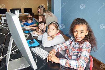 Group of Kids Learning PC on Computer Science Stock Photo - Image of ...