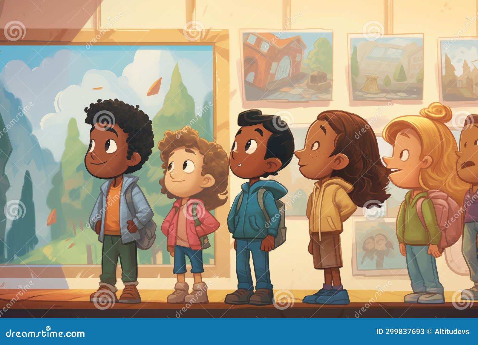 Group of Kids Observing an Art Piece Stock Image - Image of museum ...