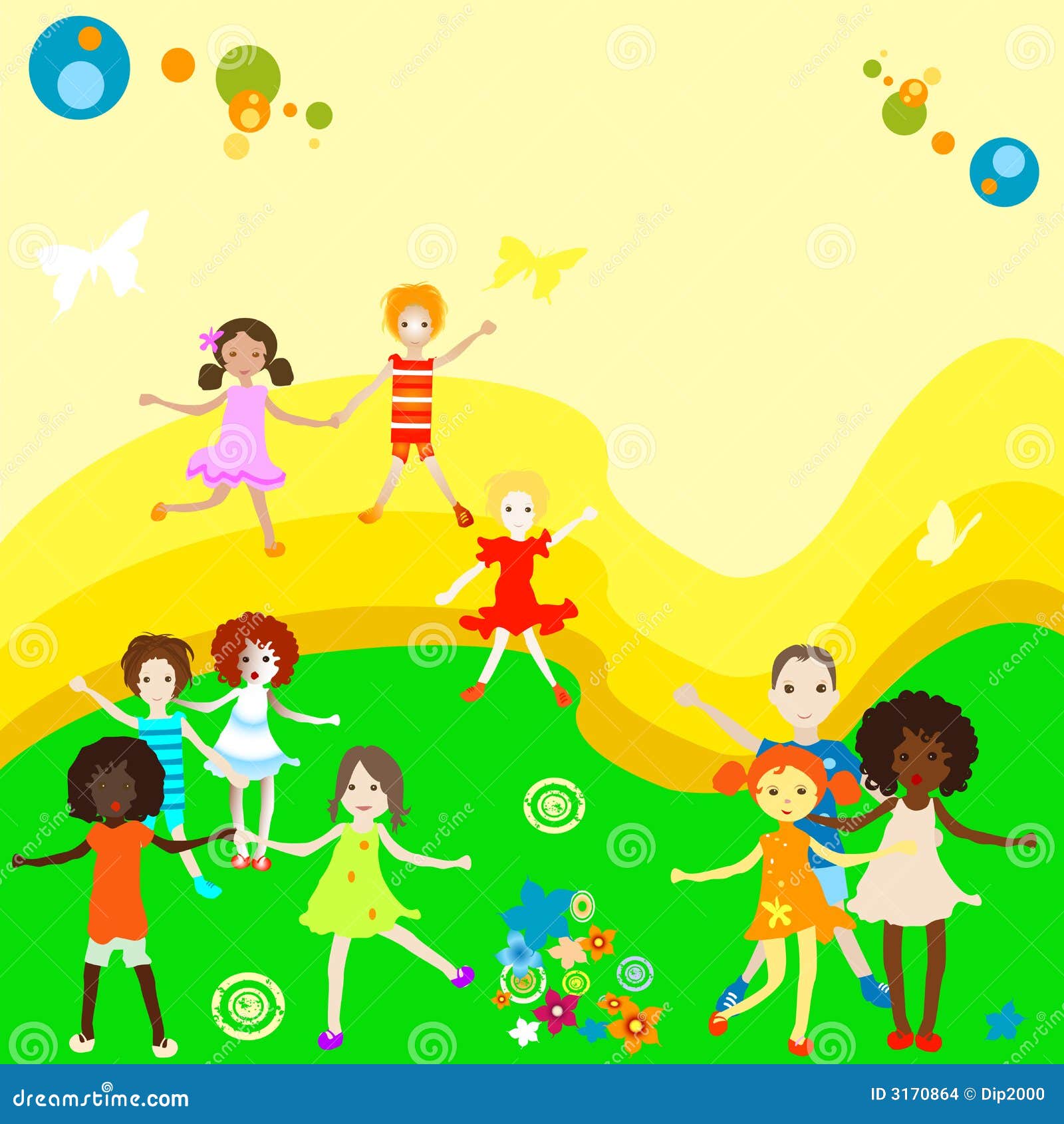 Group of kids playing stock vector. Illustration of kids - 3170864