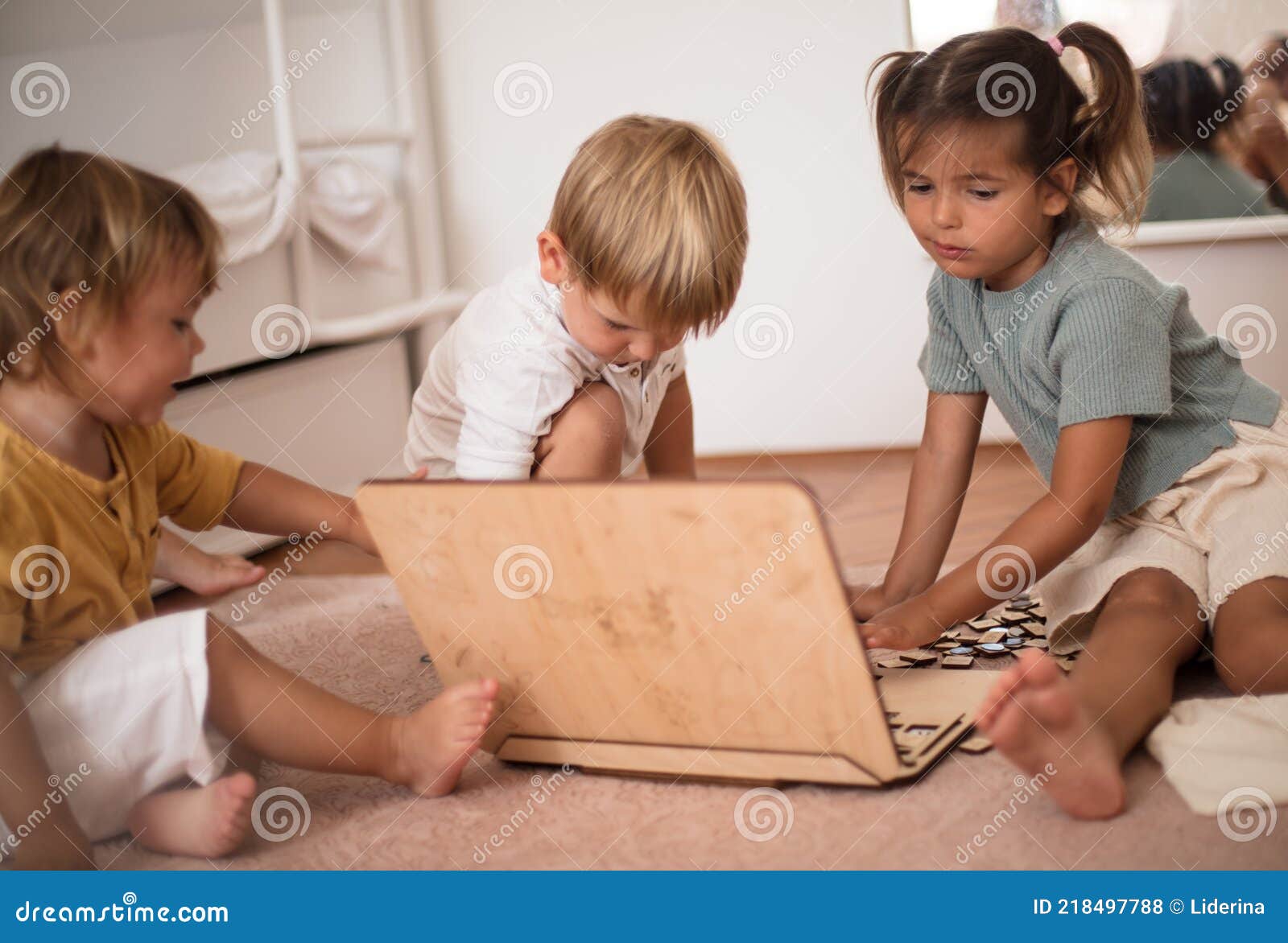 Kids Playing Interactive Games Stock Photo - Image of indoors, playing ...