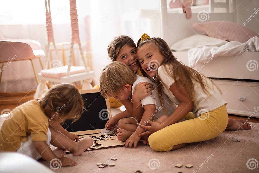 Kids Playing Interactive Games Stock Photo - Image of cheerful, people ...