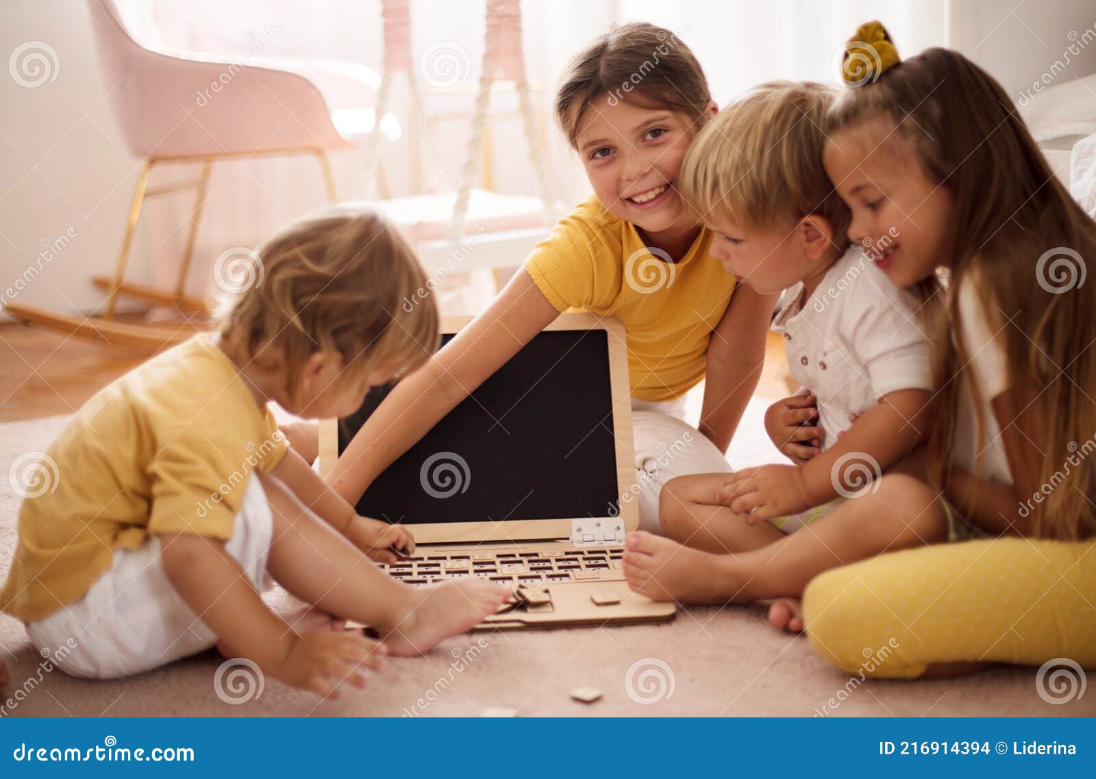Group of Kids Playing Interactive Games Stock Photo - Image of little ...