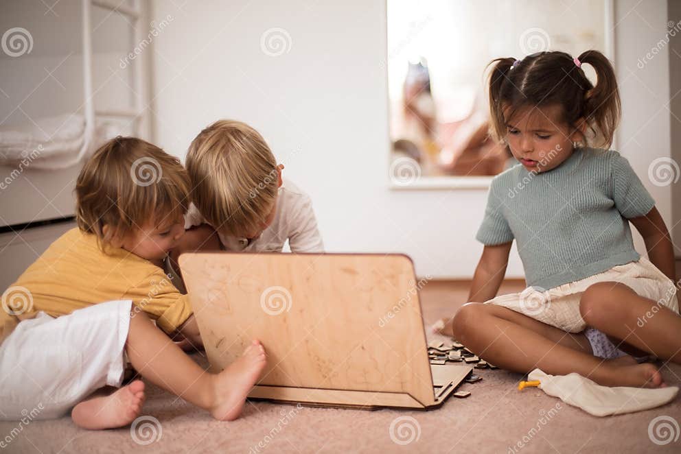 Group of Kids Playing Interactive Games Stock Image - Image of child ...