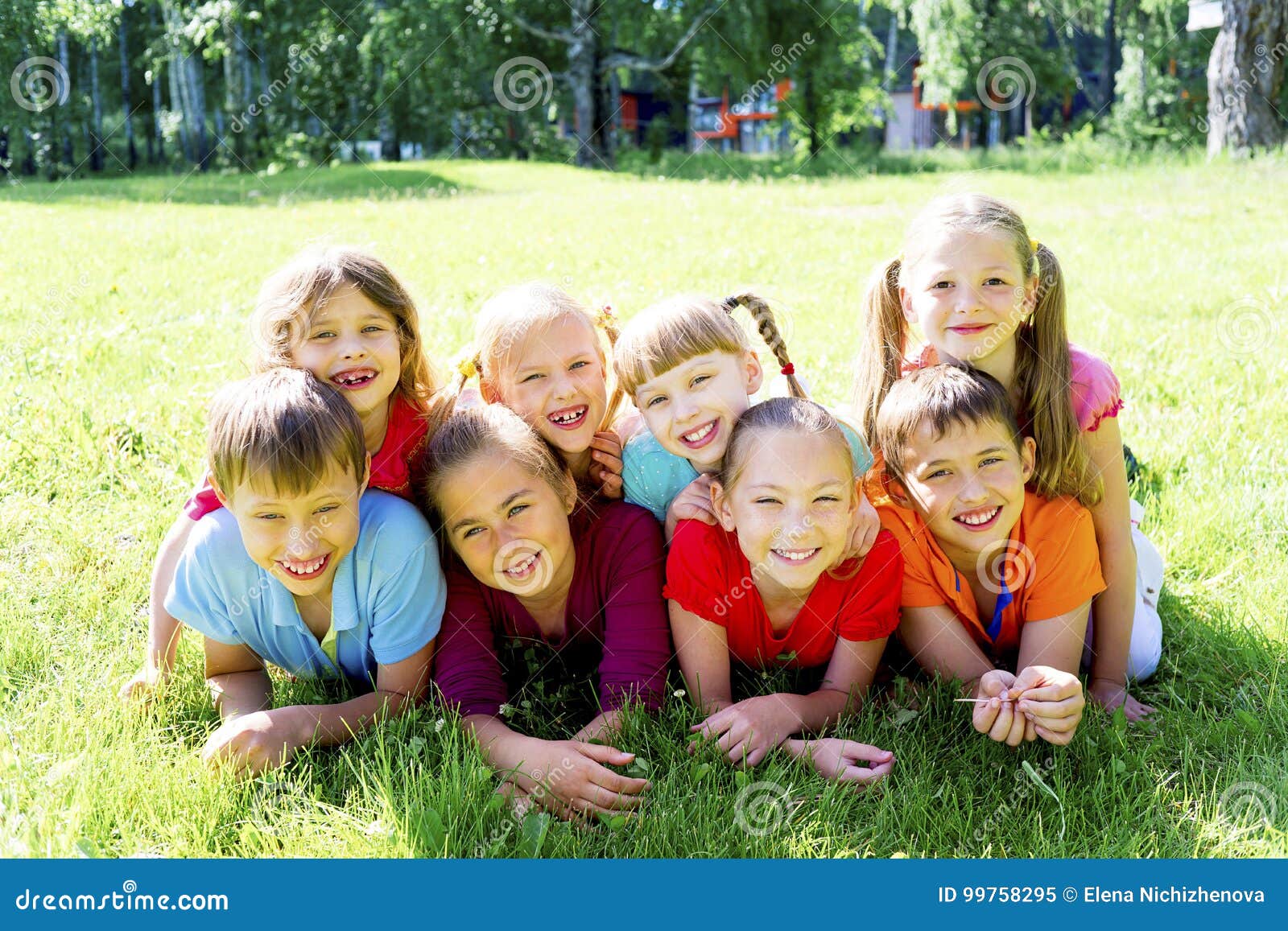 Kids outside in park stock image. Image of smile, together - 99758295