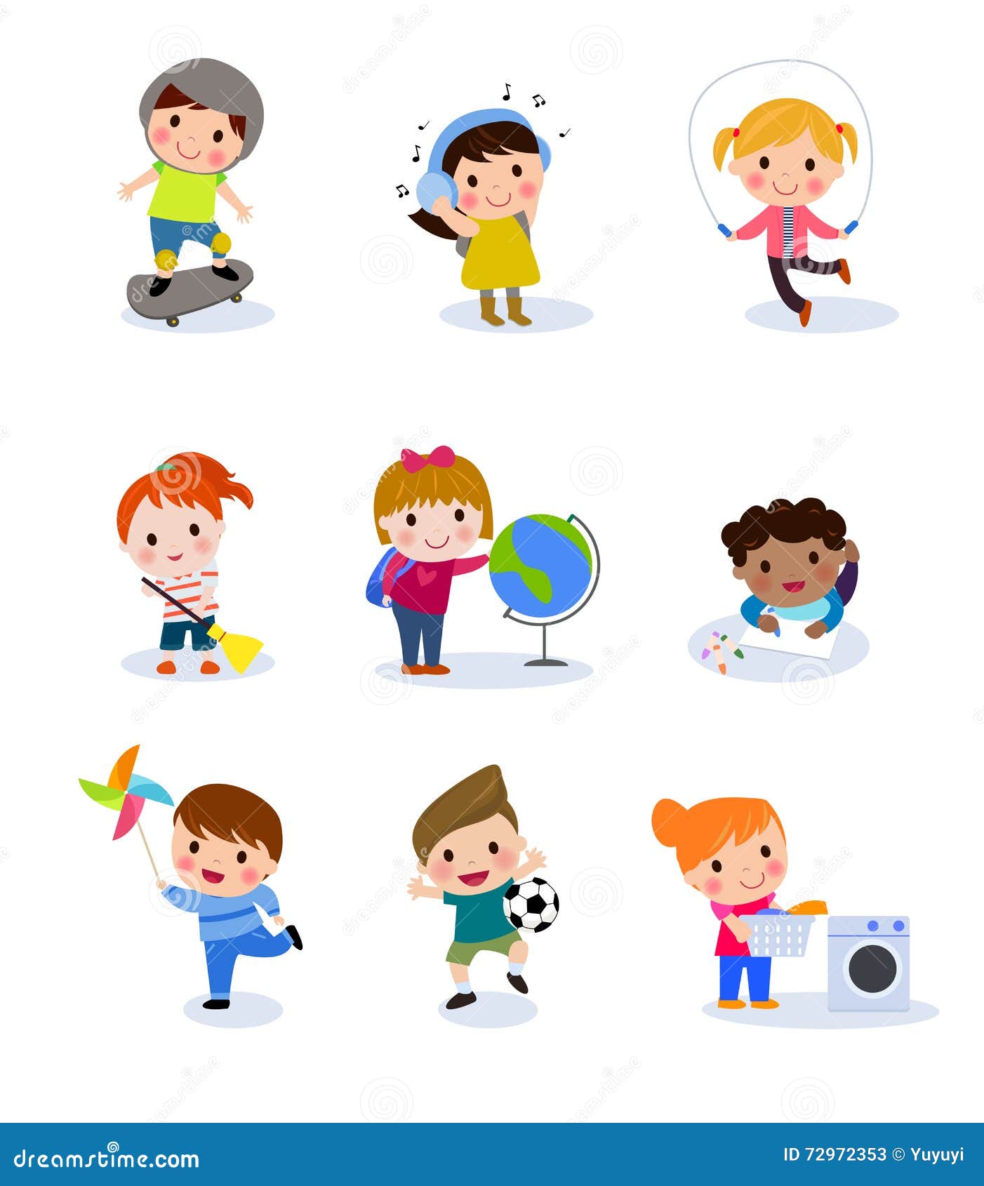 Group of kids set stock vector. Illustration of activity - 72972353