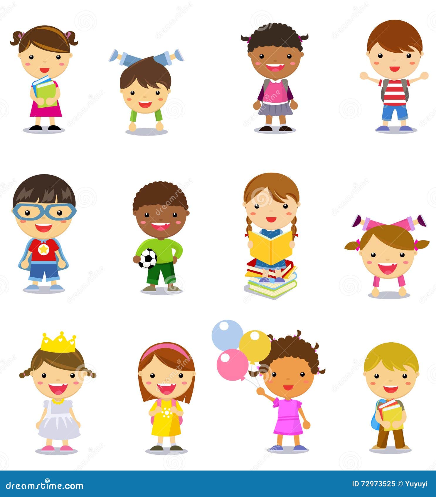 Group of kids set stock vector. Illustration of cartoon - 72973525