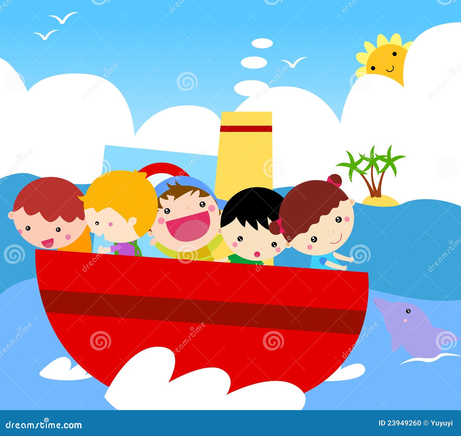 Group of kids on ship stock vector. Illustration of cartoon - 23949260