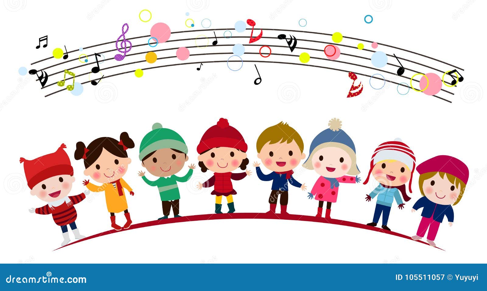 Group of kids singing stock vector. Illustration of girl - 105511057