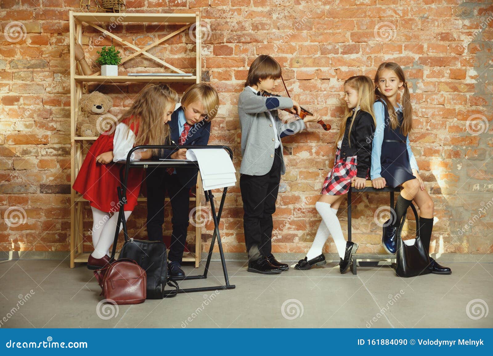Group of Kids Spending Time after School Together. Handsome Friends ...