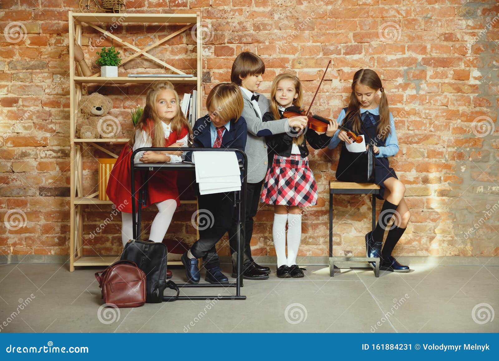 Group of Kids Spending Time after School Together. Handsome Friends ...