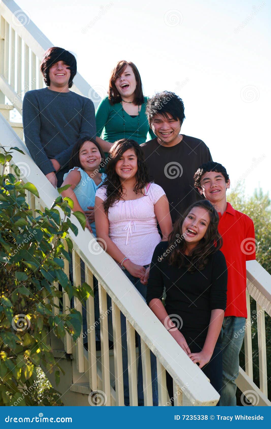 Group of kids on stairs stock photo. Image of behavior - 7235338