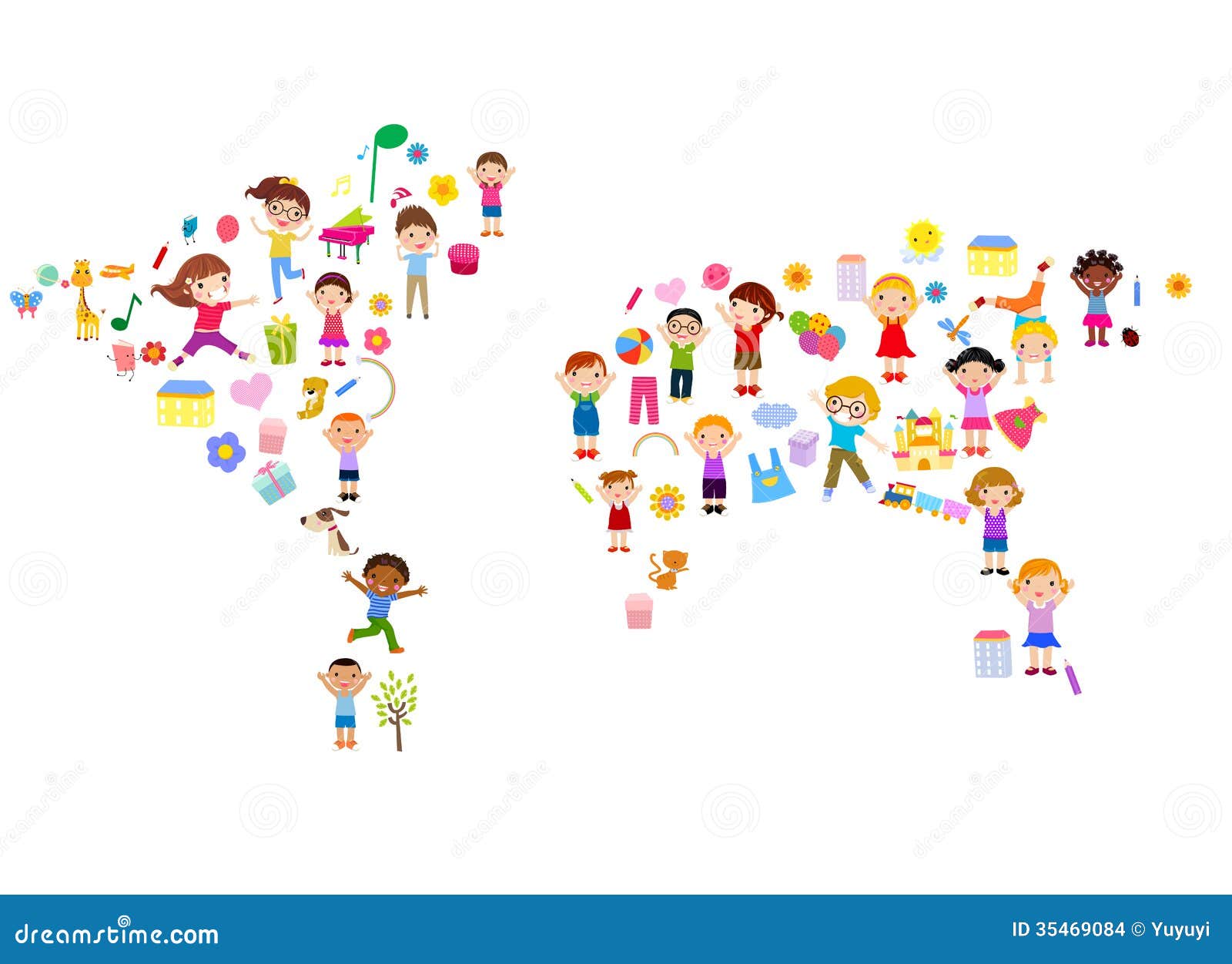 Group of Kids Standing on Map Stock Vector - Illustration of members ...