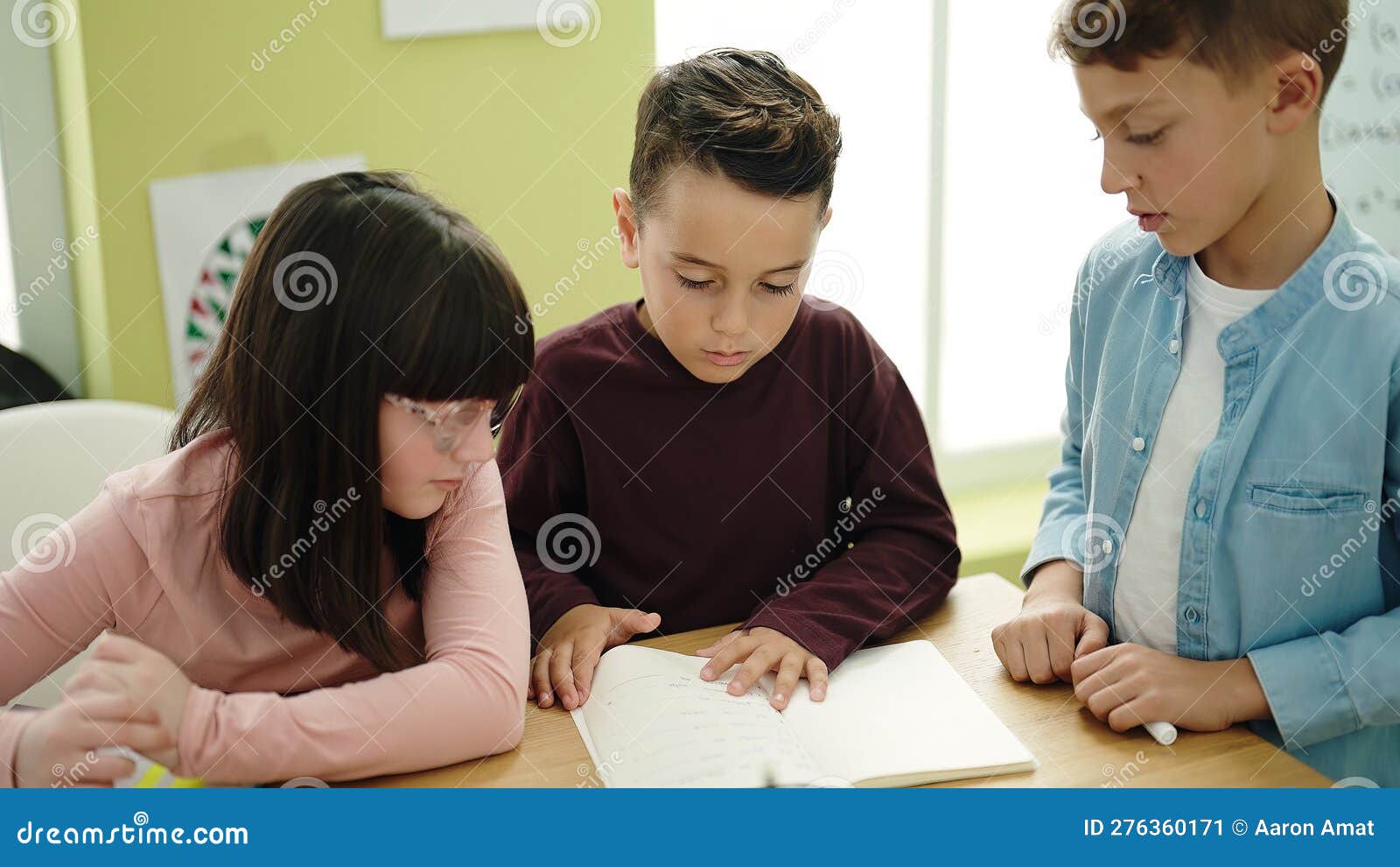 Group of Kids Students Reading Book at Classroom Stock Image - Image of ...
