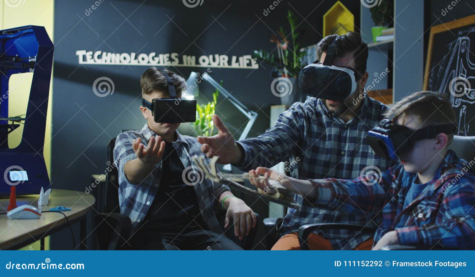 Kids Examining VR Technology in Laboratory Stock Photo - Image of ...