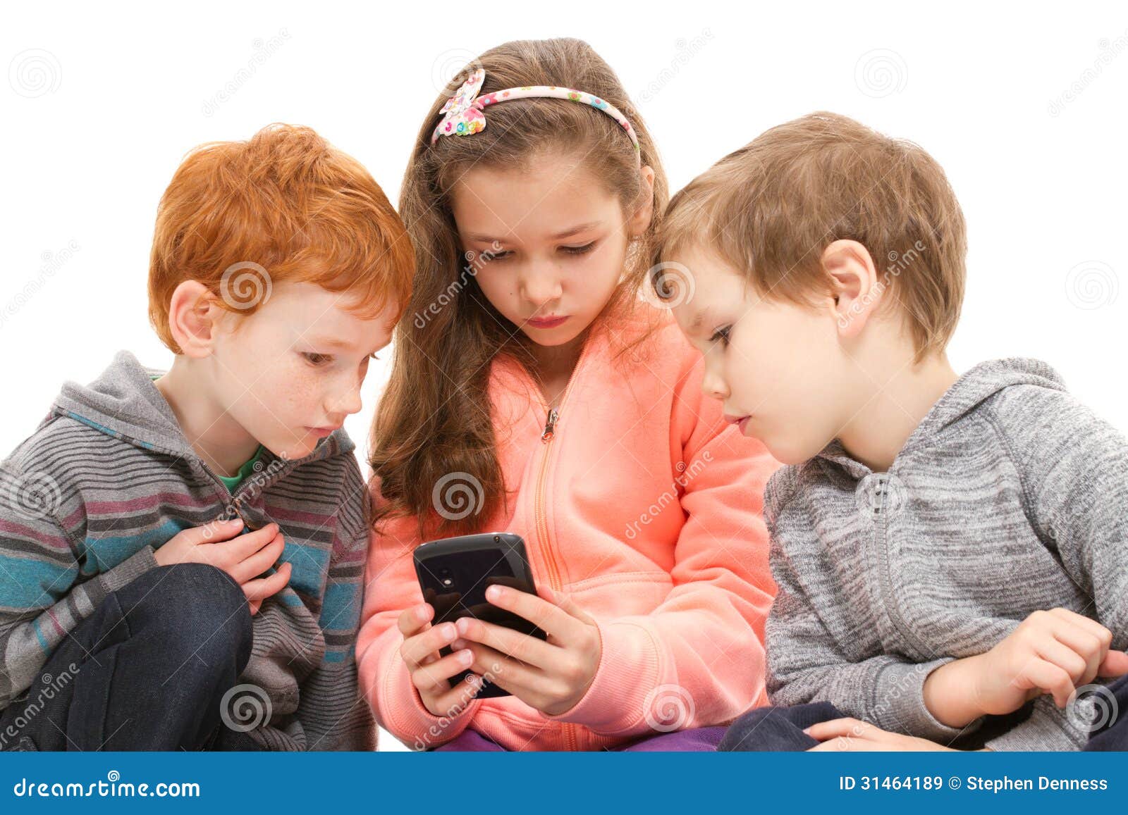 Group of Kids Using Smartphone Stock Image - Image of kneel, girl: 31464189