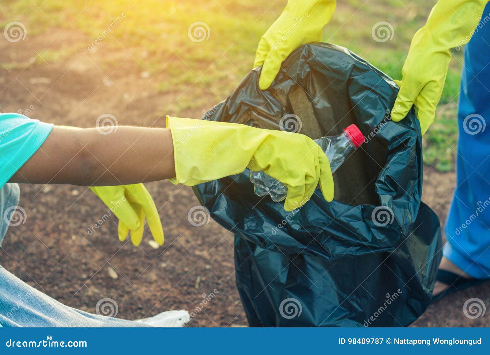 Group of Kids Volunteer Help Garbage Collection. Stock Image - Image of ...