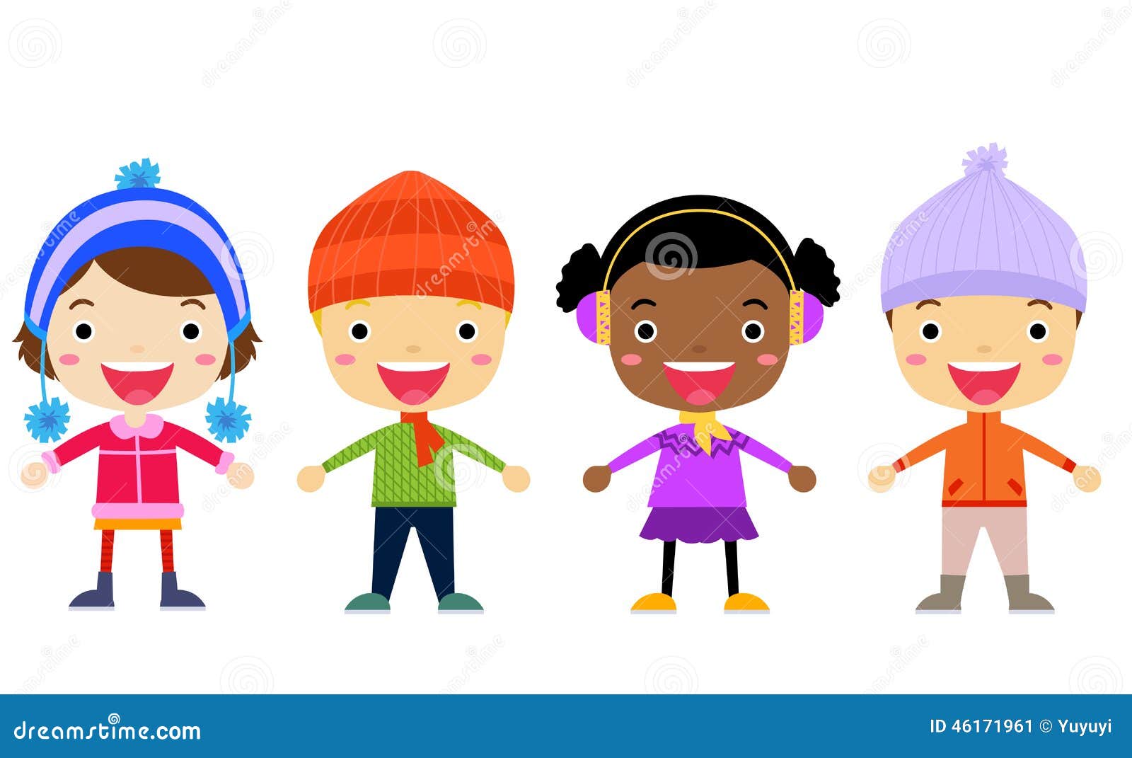 Group of kids - winter stock vector. Illustration of cartoon - 46171961