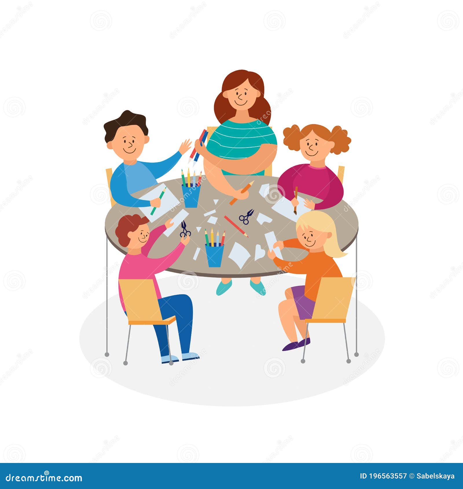 Childrens Creative Extracurricular Activity Flat Vector Illustration ...