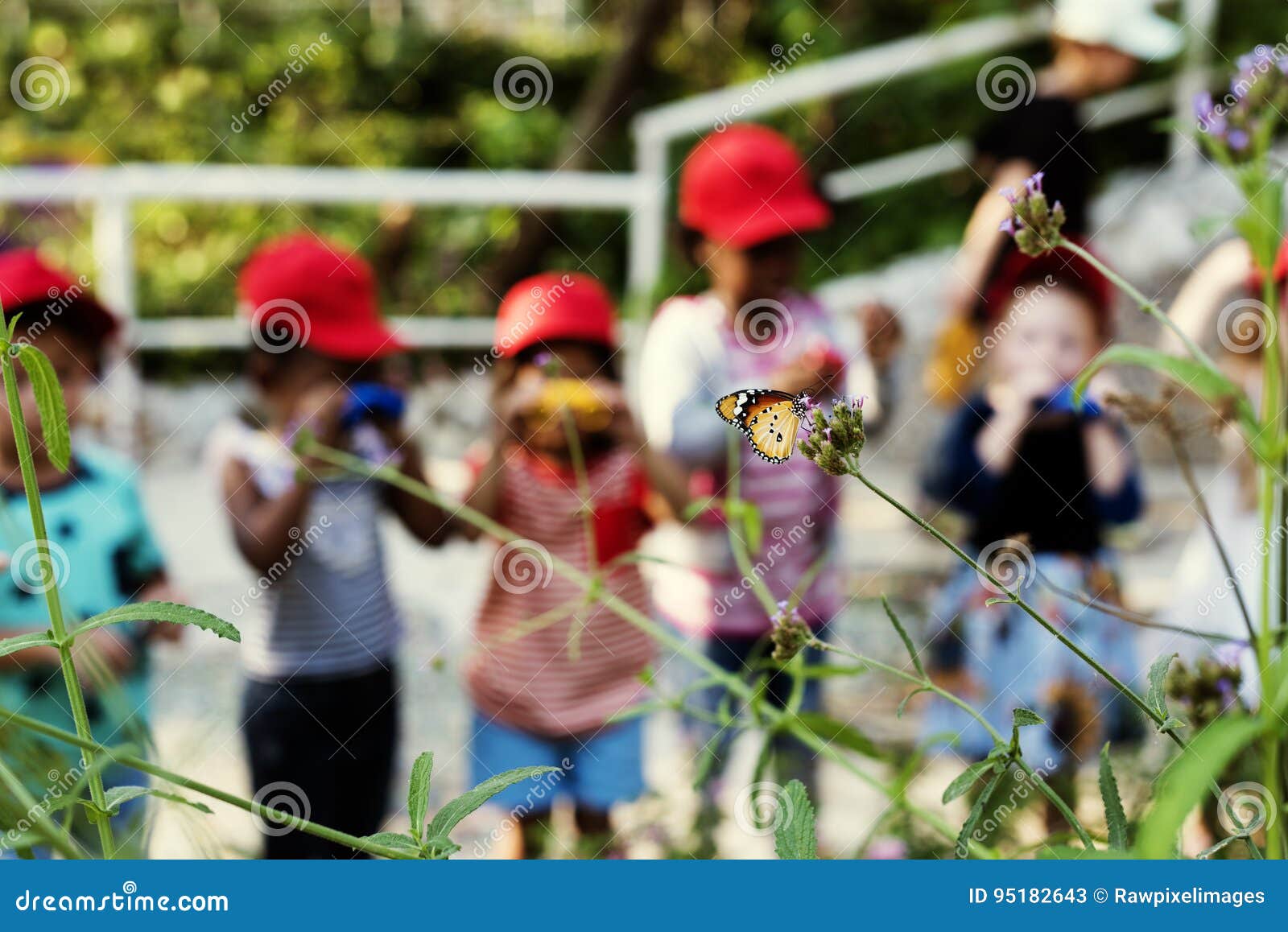 Group of Kindergarten Kids Learning Gardening Outdoors Stock Image ...