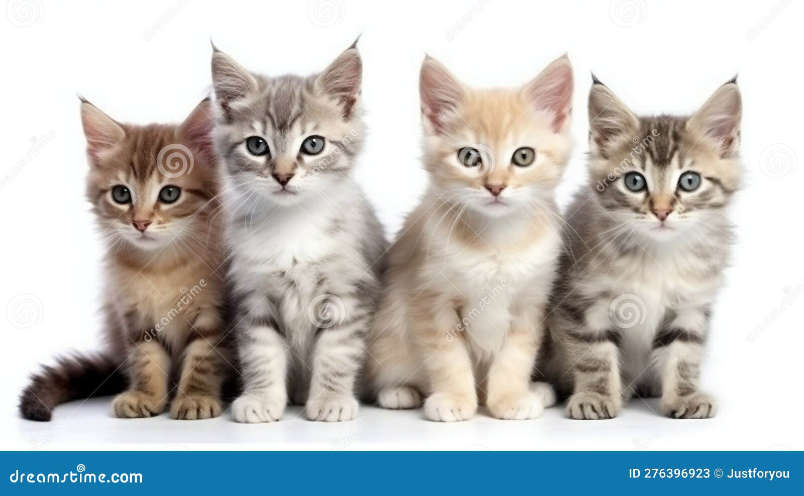 Group of Kittens Isolated on White Background. Generative Ai Stock ...