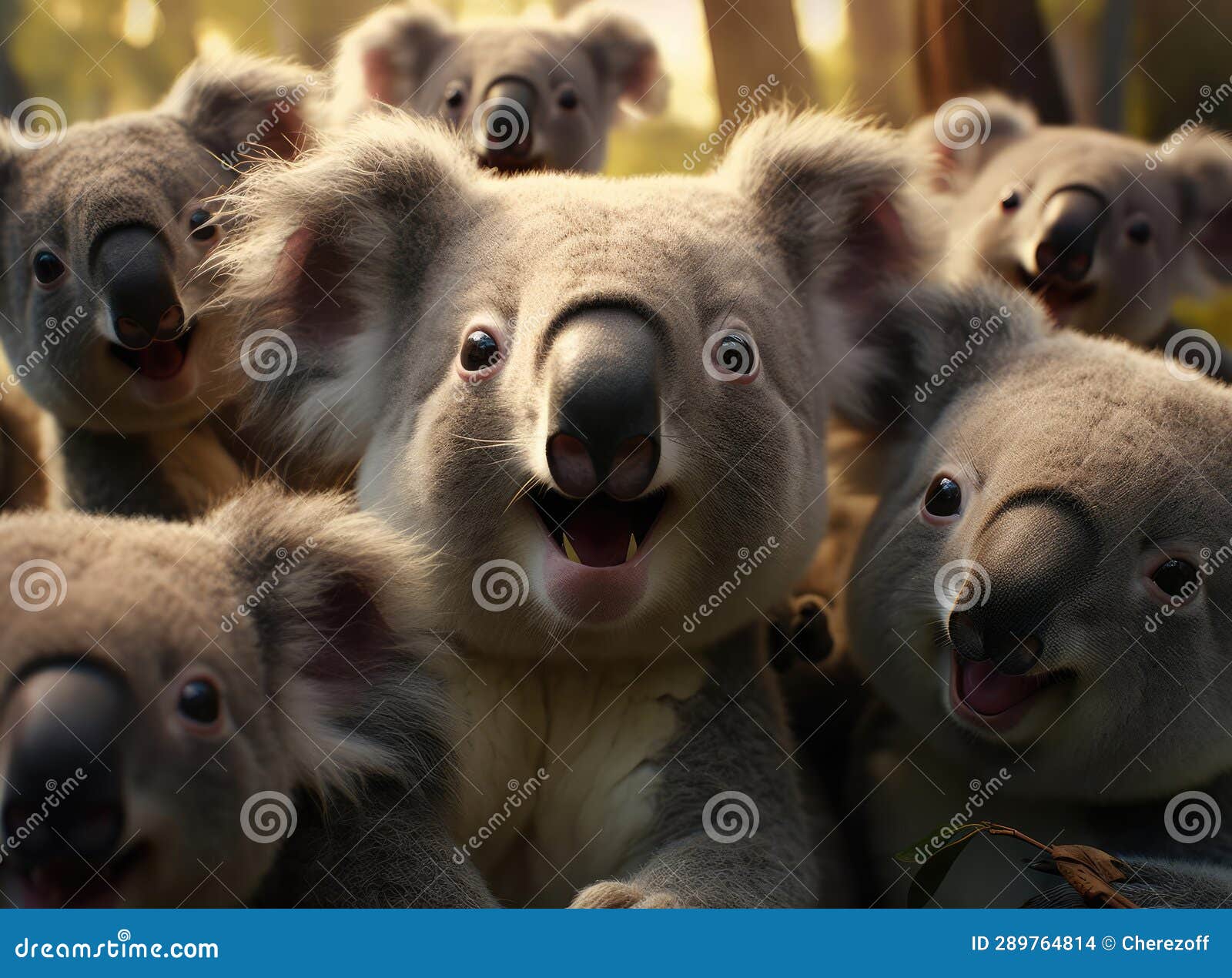 A group of koalas stock illustration. Illustration of funny - 289764814