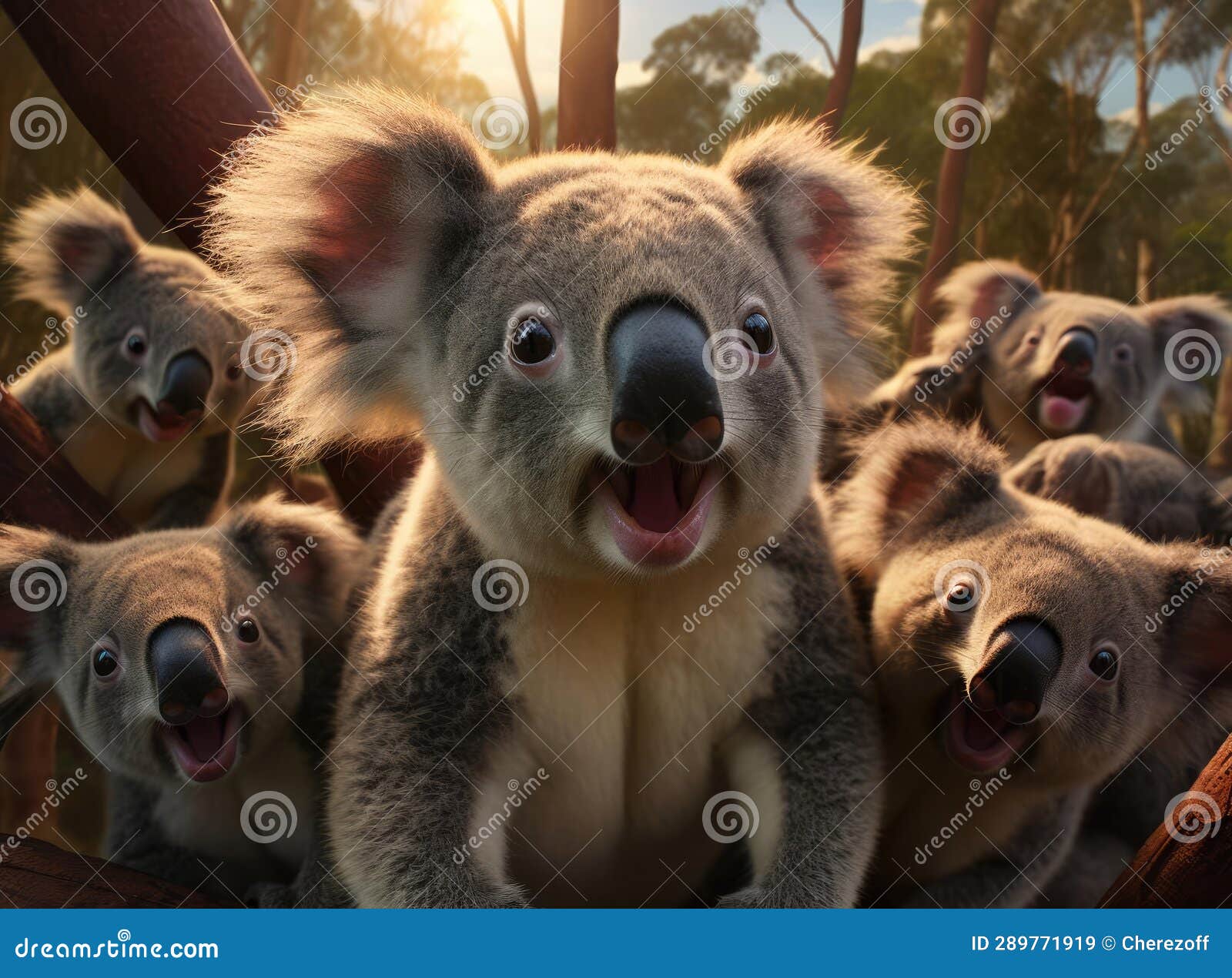A group of koalas stock image. Image of koala, funny - 289771919