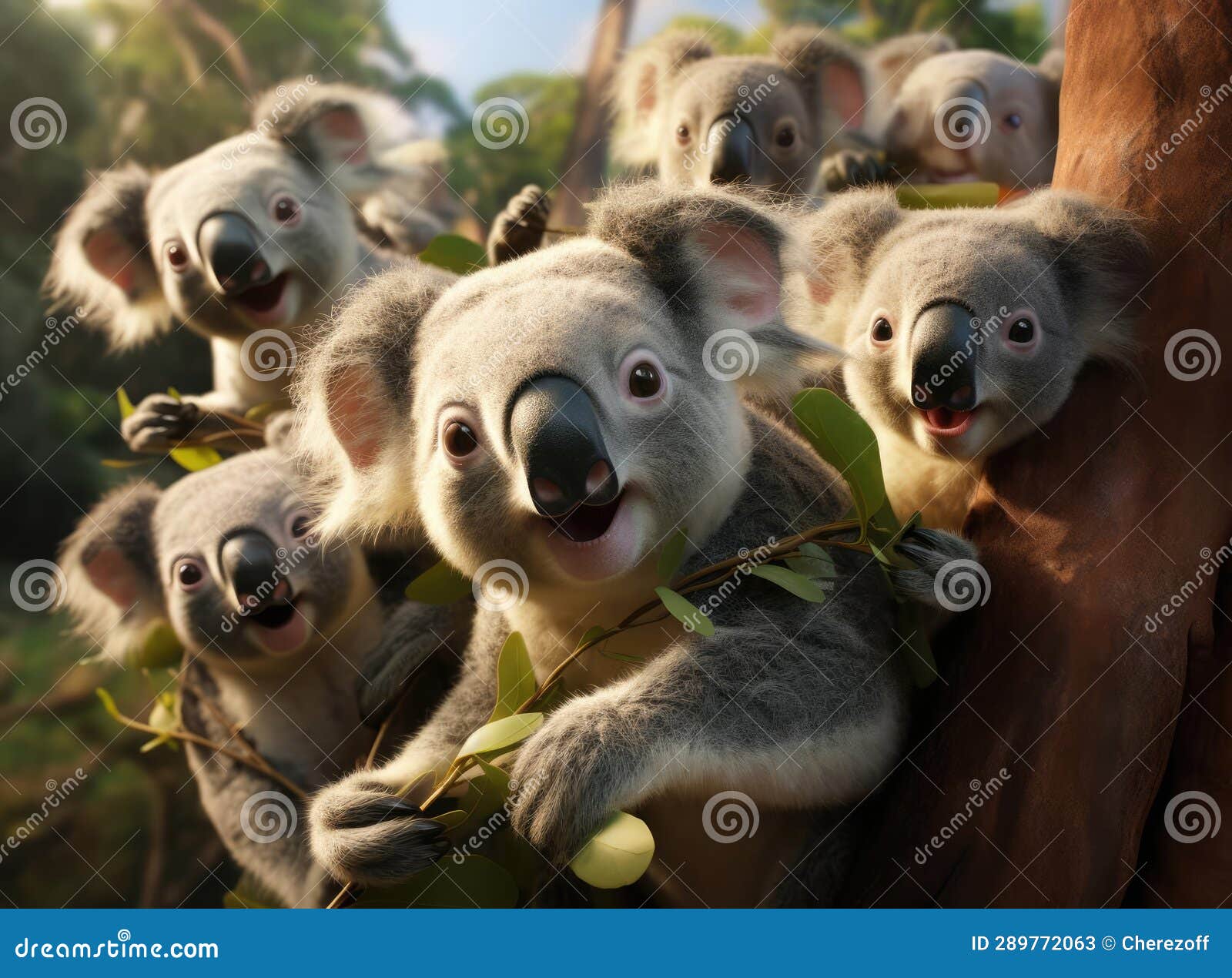 A group of koalas stock image. Image of jungle, symbol - 289772063