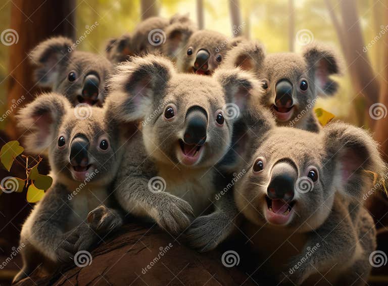 A group of koalas stock image. Image of graphic, wildlife - 289772509