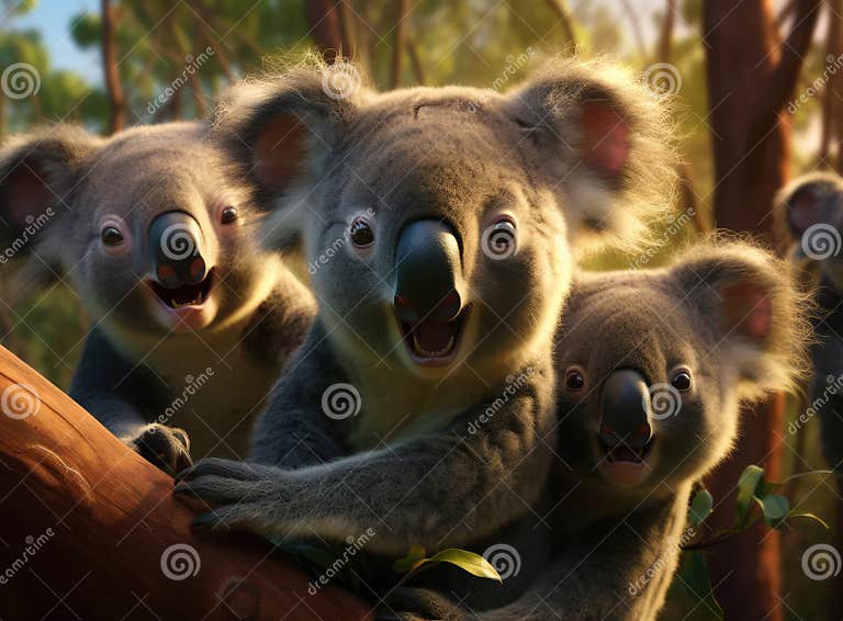 A group of koalas stock image. Image of nature, head - 289773179
