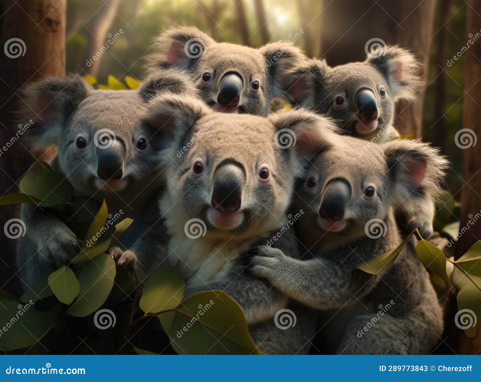 A group of koalas stock image. Image of head, creature - 289773843