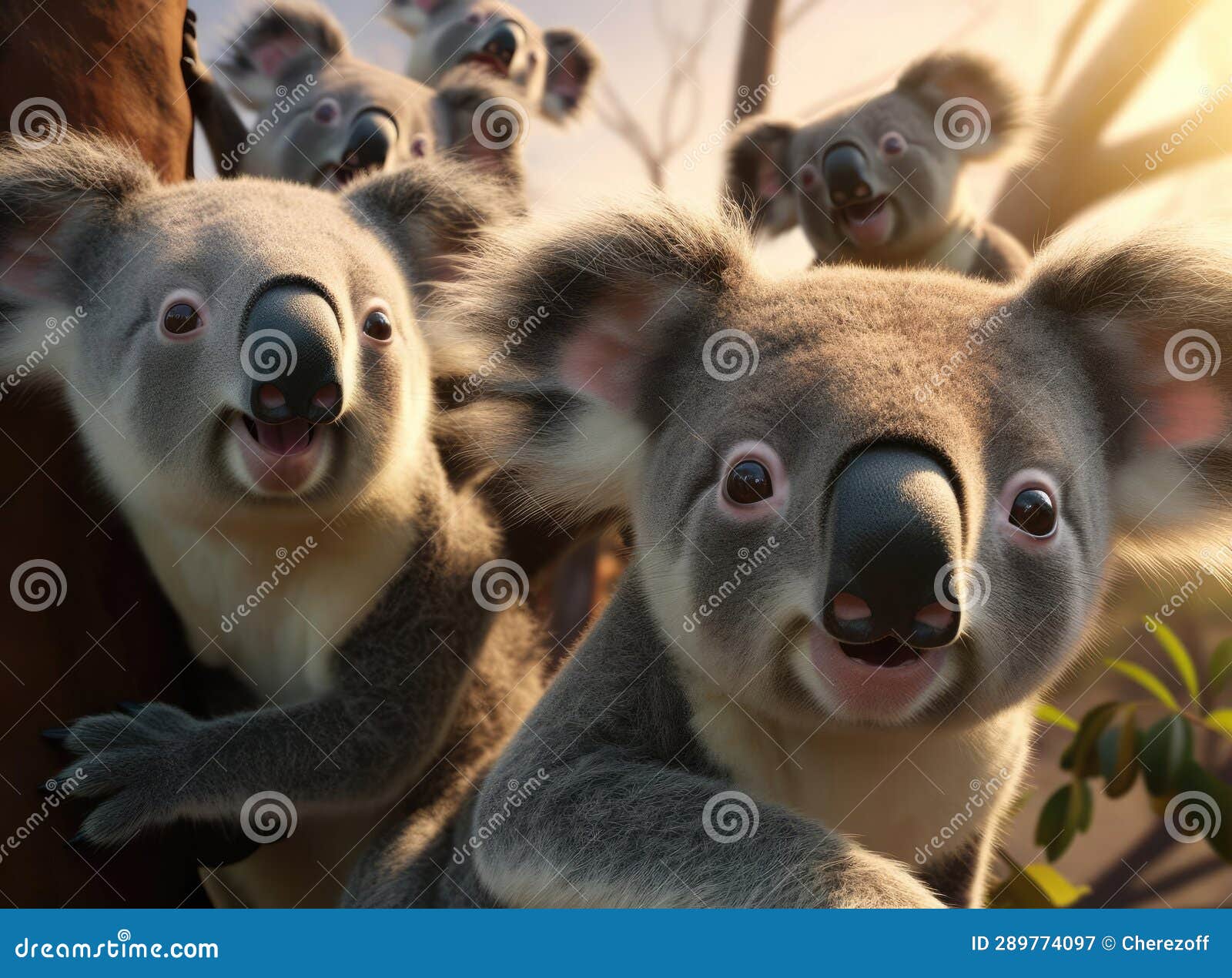 A group of koalas stock image. Image of graphic, wildlife - 289774097