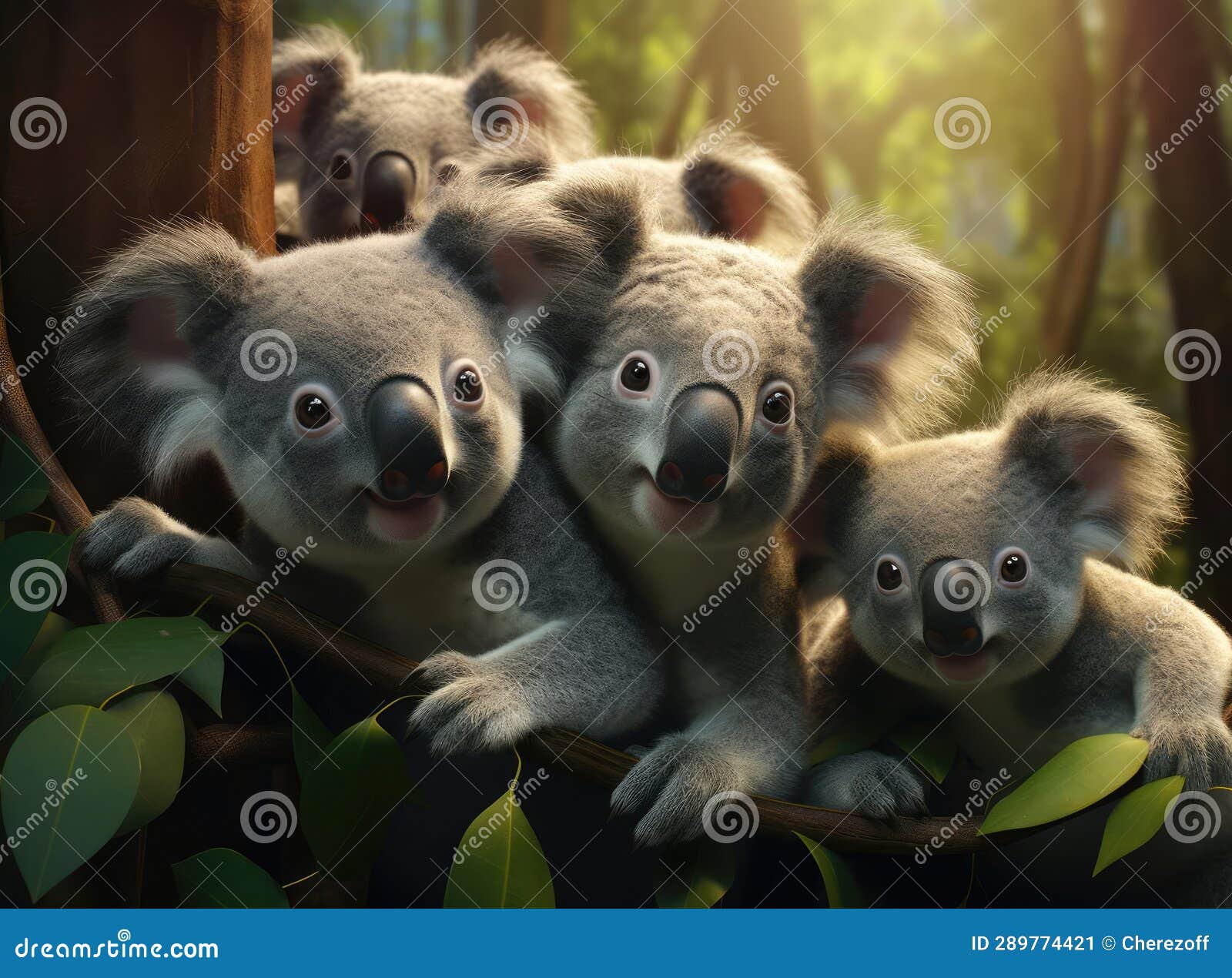 A group of koalas stock illustration. Illustration of jungle - 289774421