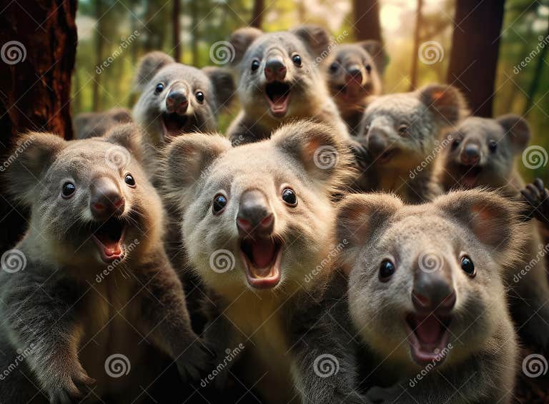 A group of koalas stock image. Image of graphic, young - 289774469