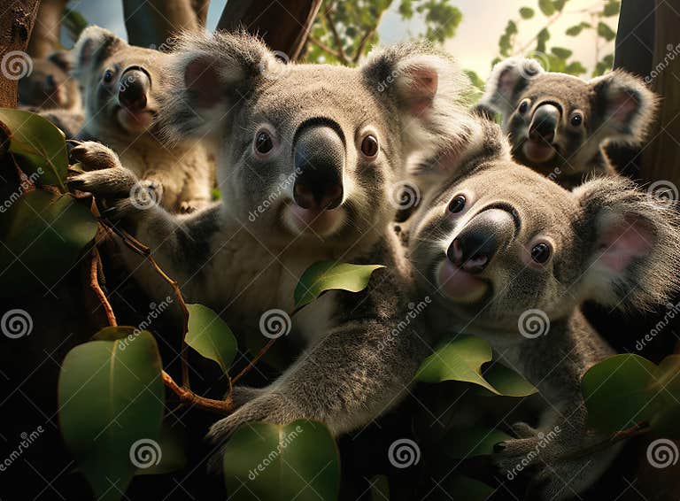 A group of koalas stock image. Image of travel, adventure - 289774481