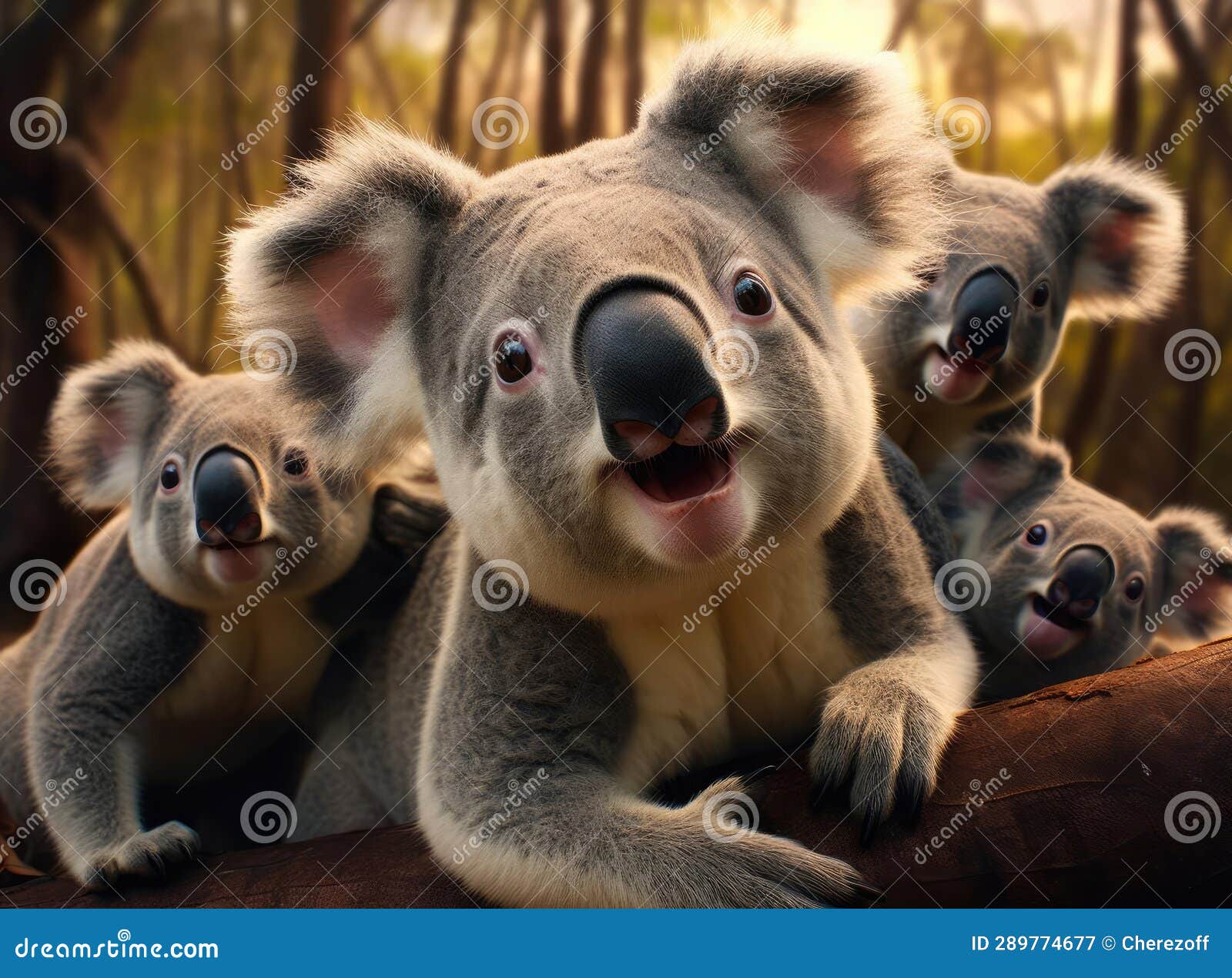 A group of koalas stock image. Image of young, koala - 289774677