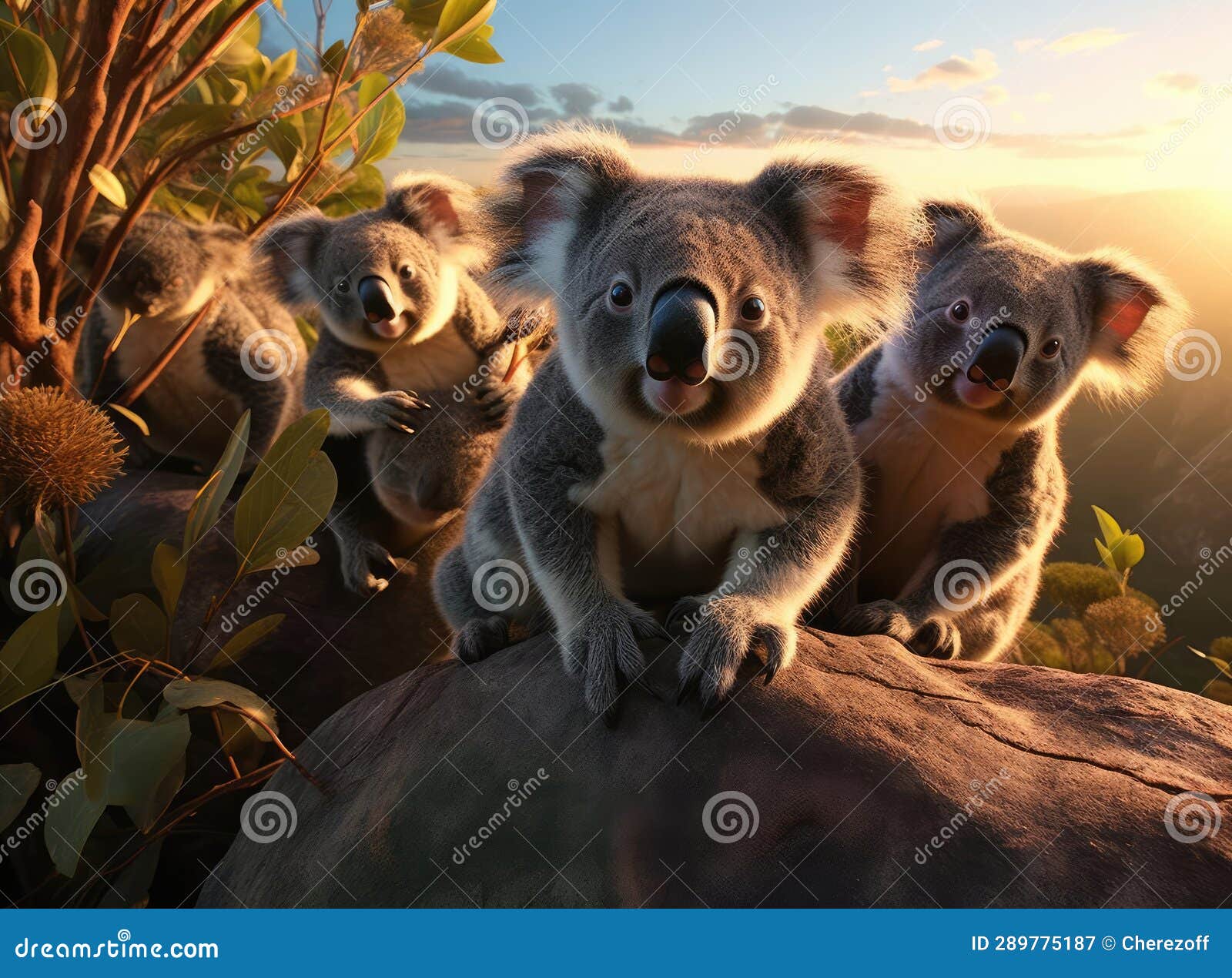 A group of koalas stock image. Image of fauna, design - 289775187