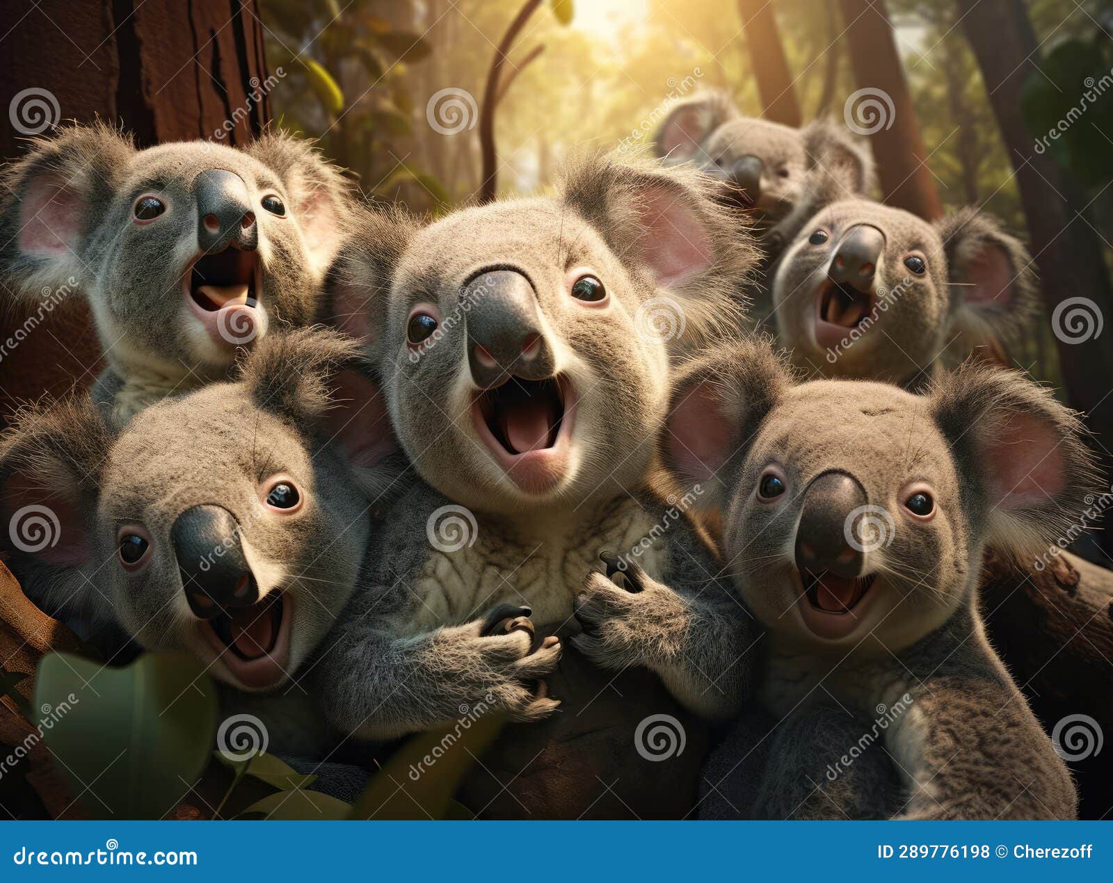 A group of koalas stock illustration. Illustration of poster - 289776198