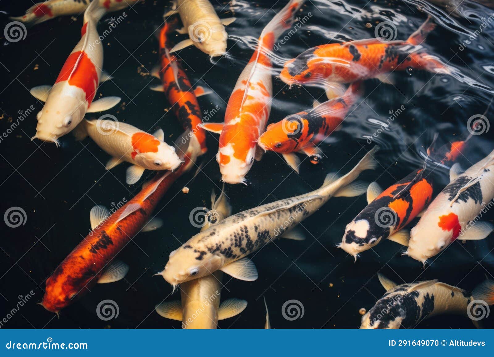 Group of Koi Fish Swimming in a Pond Stock Photo - Image of fish ...