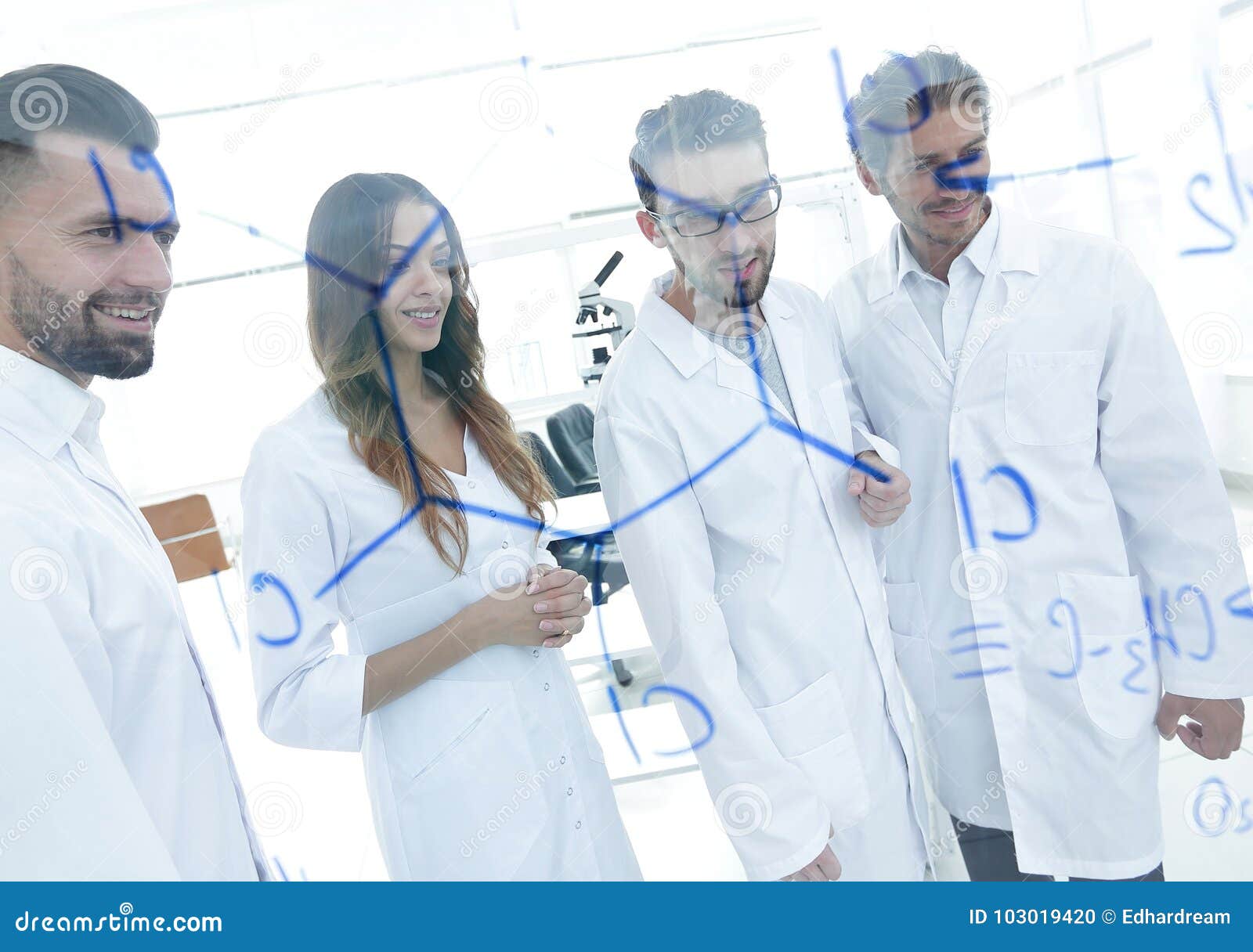 Group of Laboratory Employees. Stock Photo - Image of discussion ...