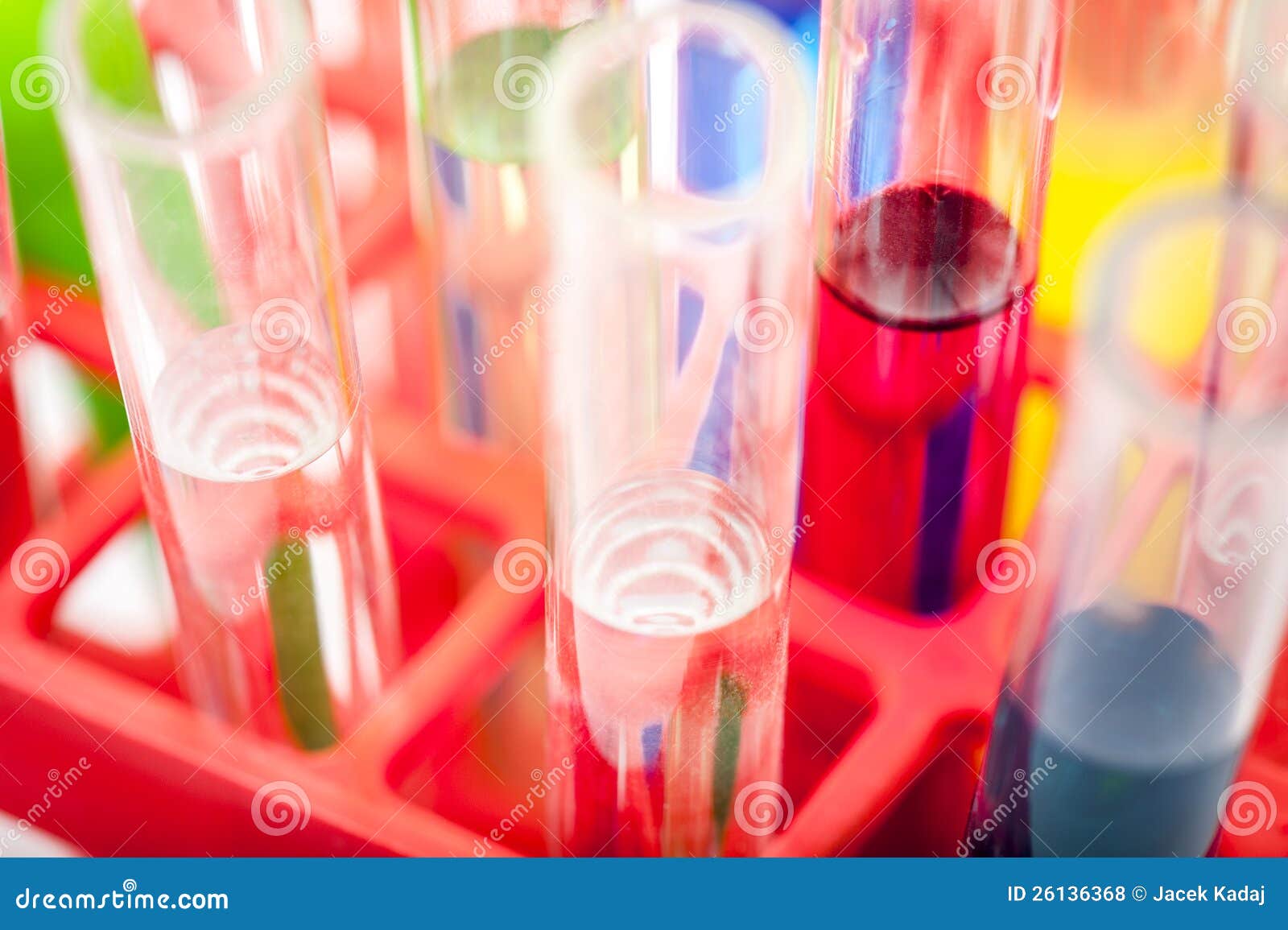 Group of Laboratory Test Tubes in Red Rack Stock Photo - Image of ...