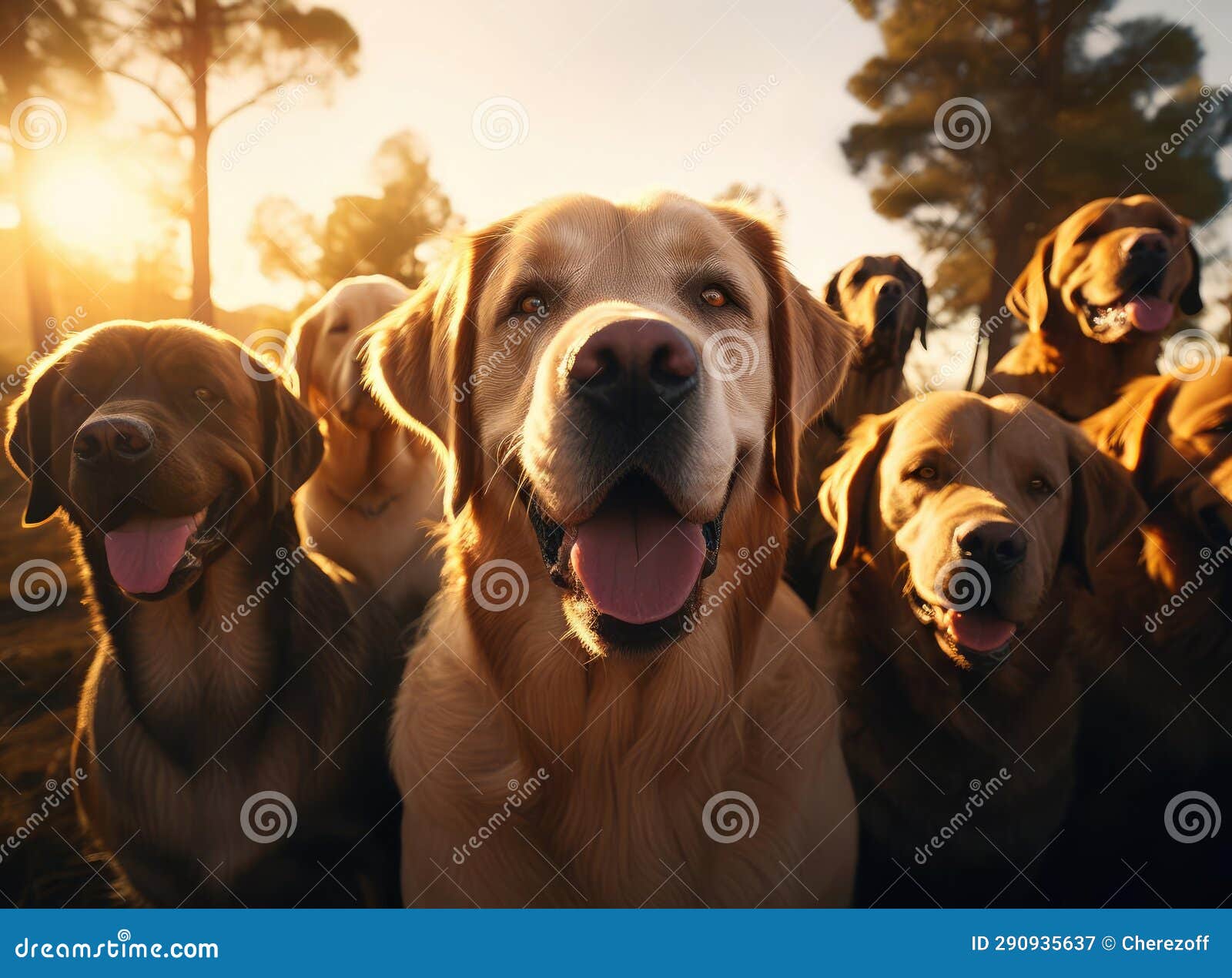 A group of Labradors stock image. Image of cute, tongue - 290935637
