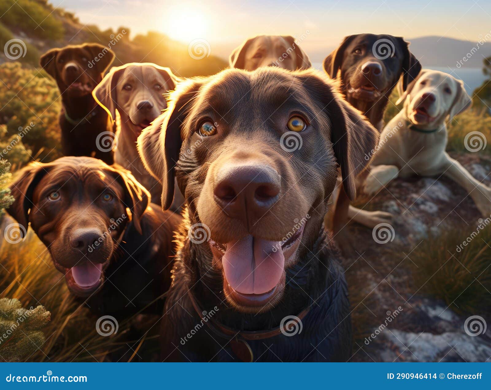 A group of Labradors stock photo. Image of young, sitting - 290946414