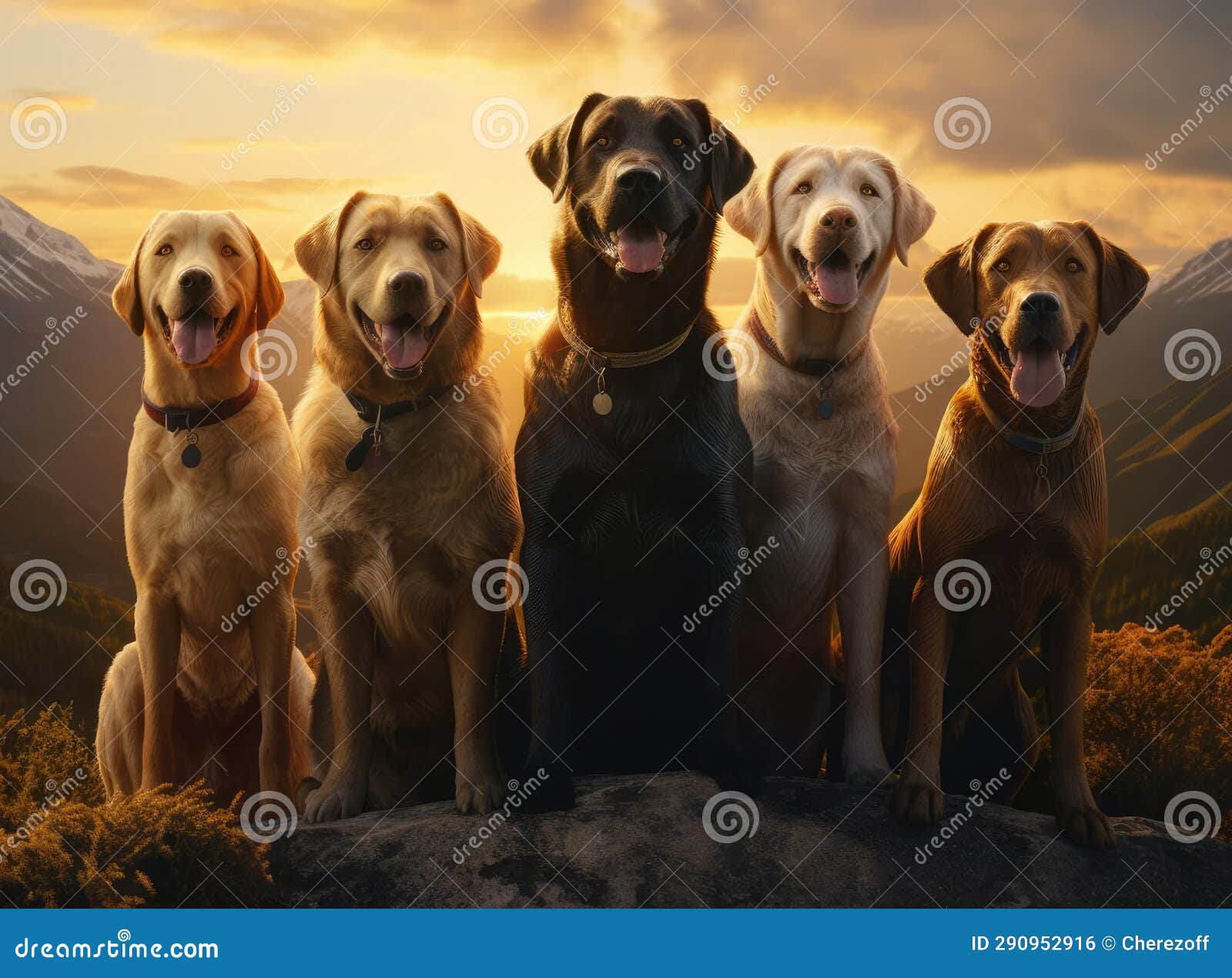 A group of Labradors stock photo. Image of animals, group - 290952916