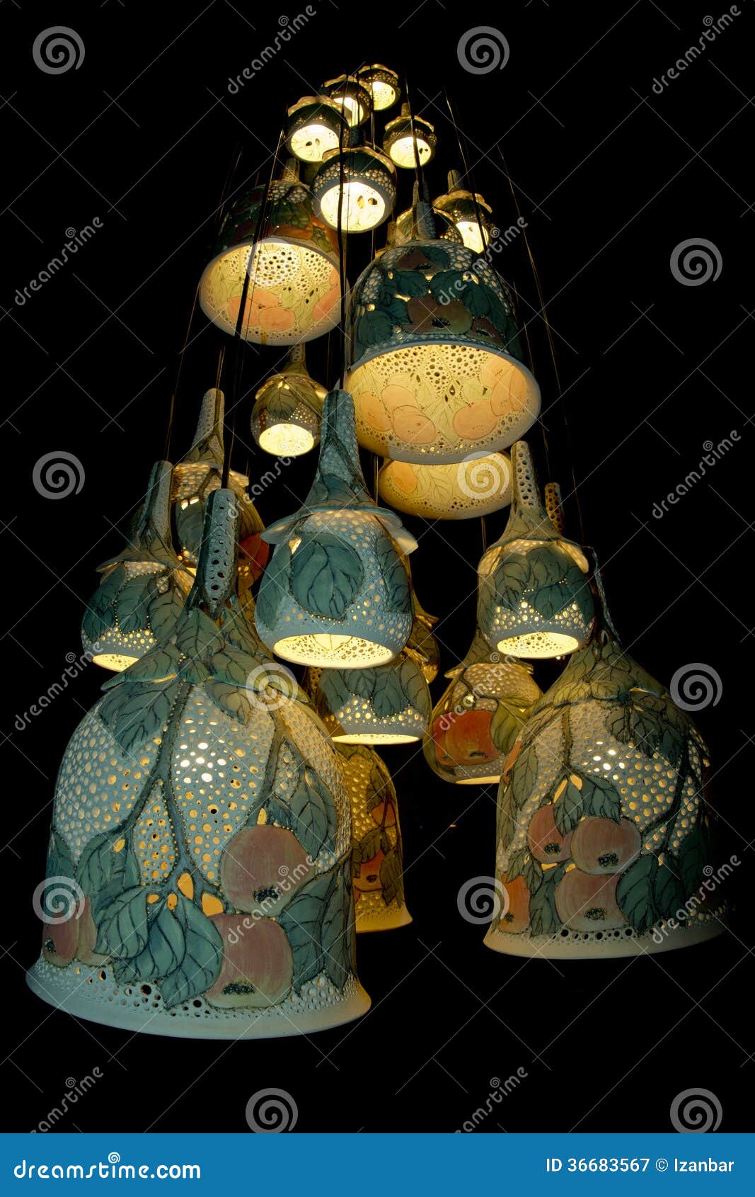 Group of Lamps on the Black Background Stock Image - Image of bright ...