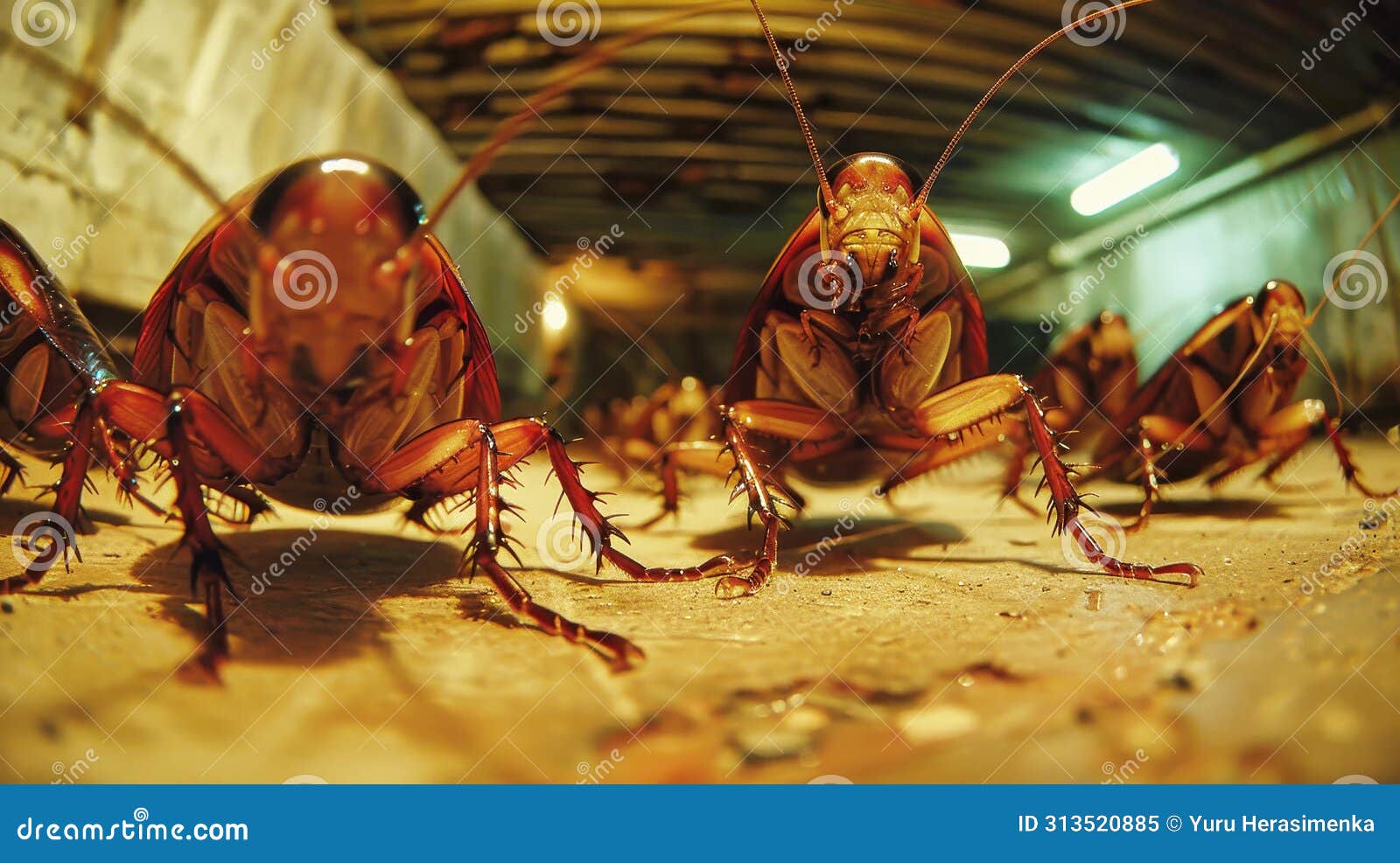 A Group of Large Bugs, Possibly Cockroaches, Standing Next To Each ... A Group of Large Bugs, Possibly Cockroaches, Standing Next To Each ...