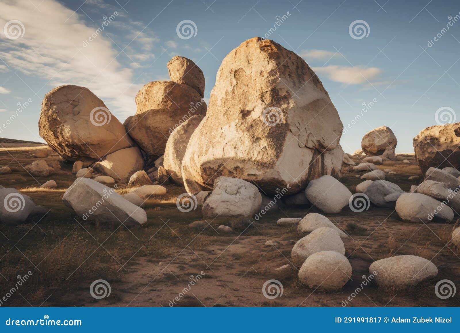 A Group of Large Rocks in a Field Stock Illustration - Illustration of ...