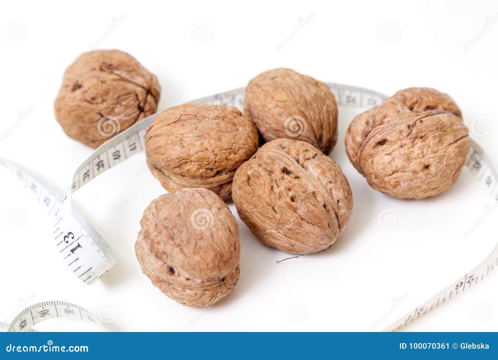 Group of Large Walnuts on White Background Closeup Stock Image - Image ...